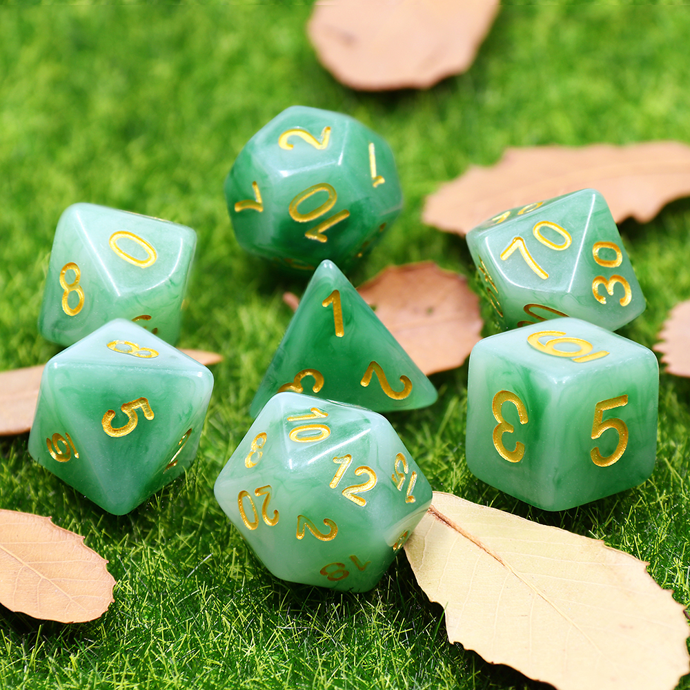 Green Jade Dice Set