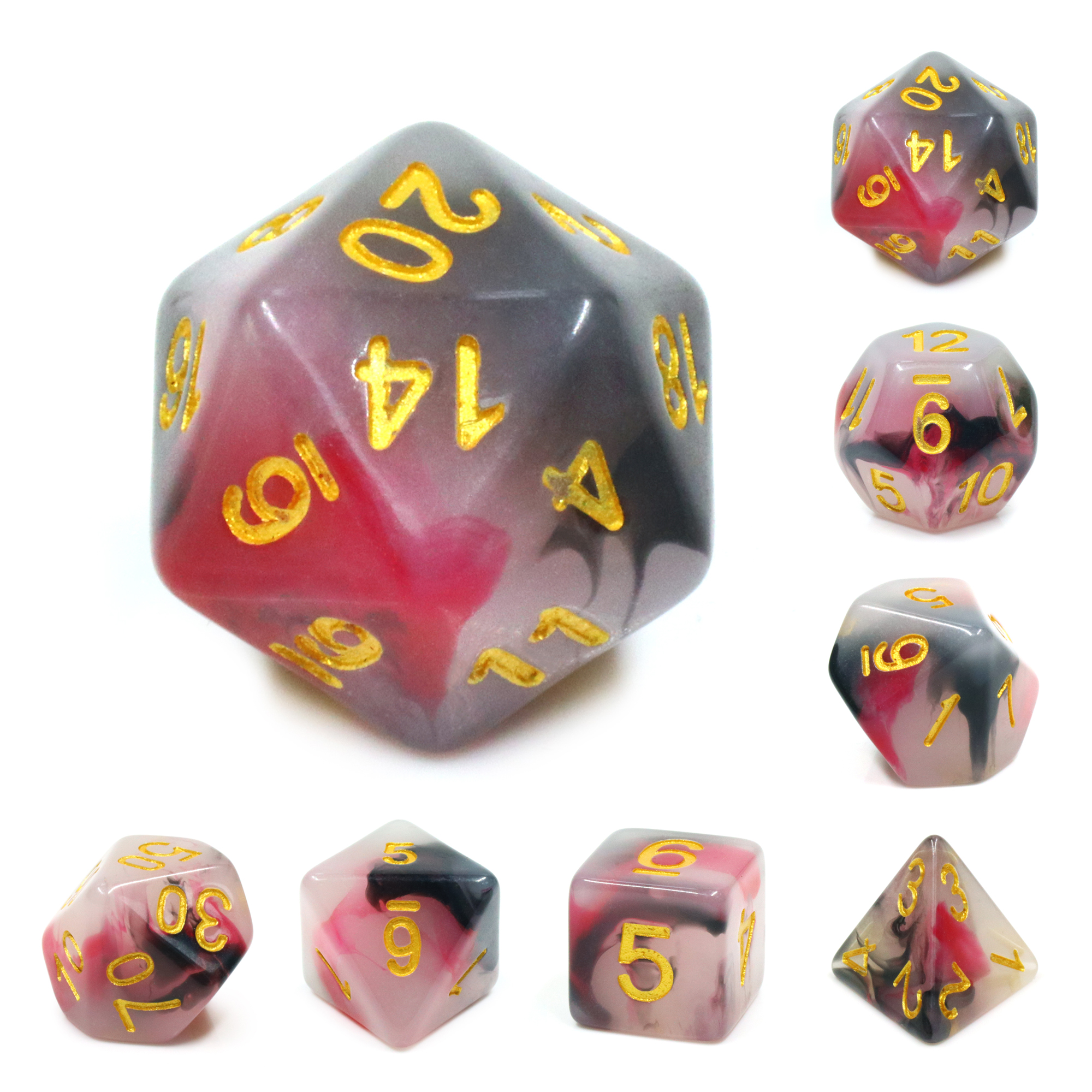 (Black+Red) Jade Dice Set