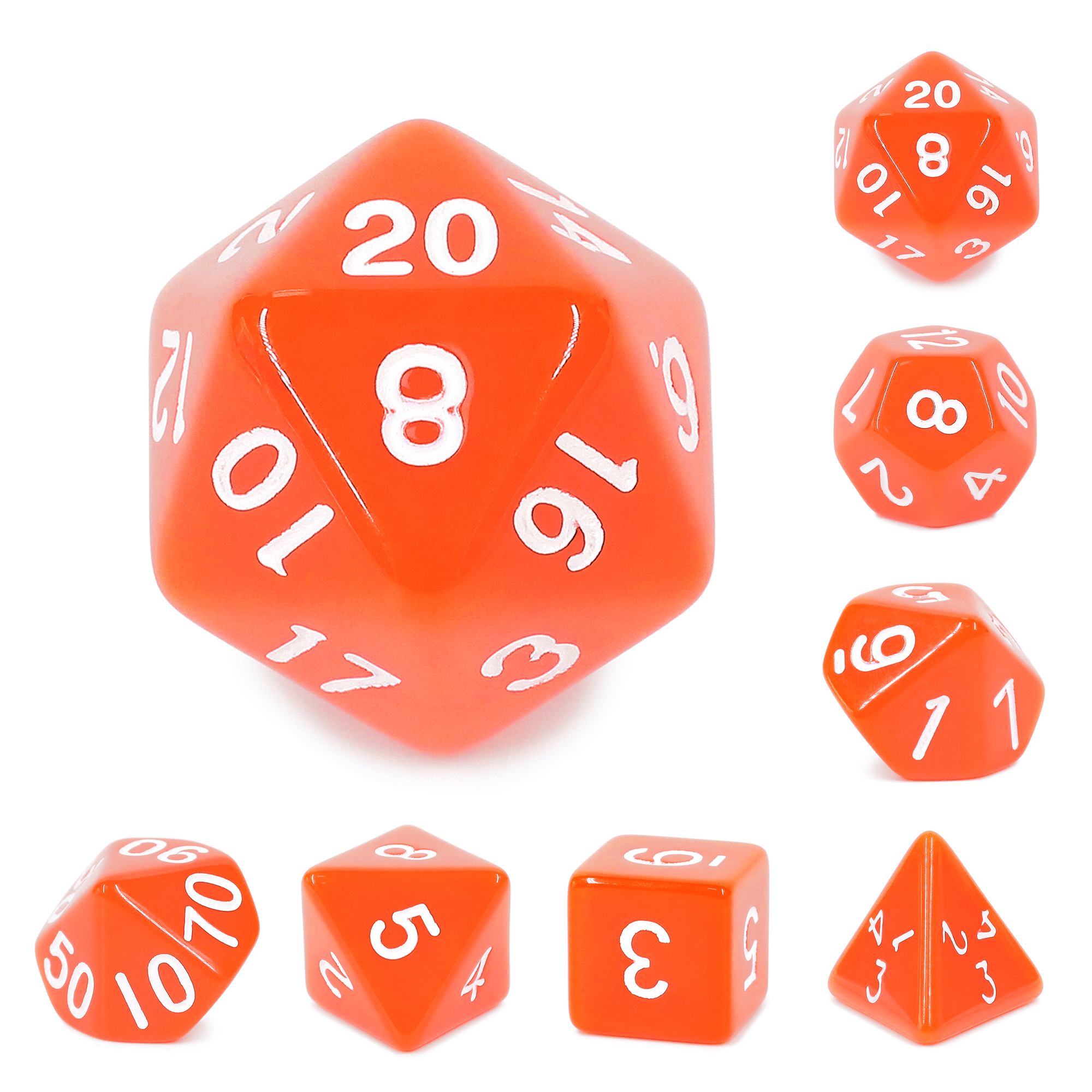 Orange opaque dice set