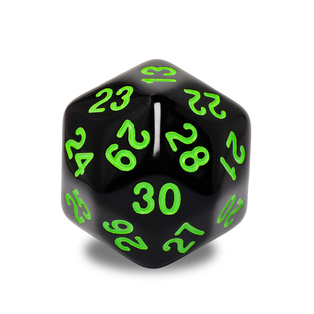 D30 Black Dice-Green ink,d30