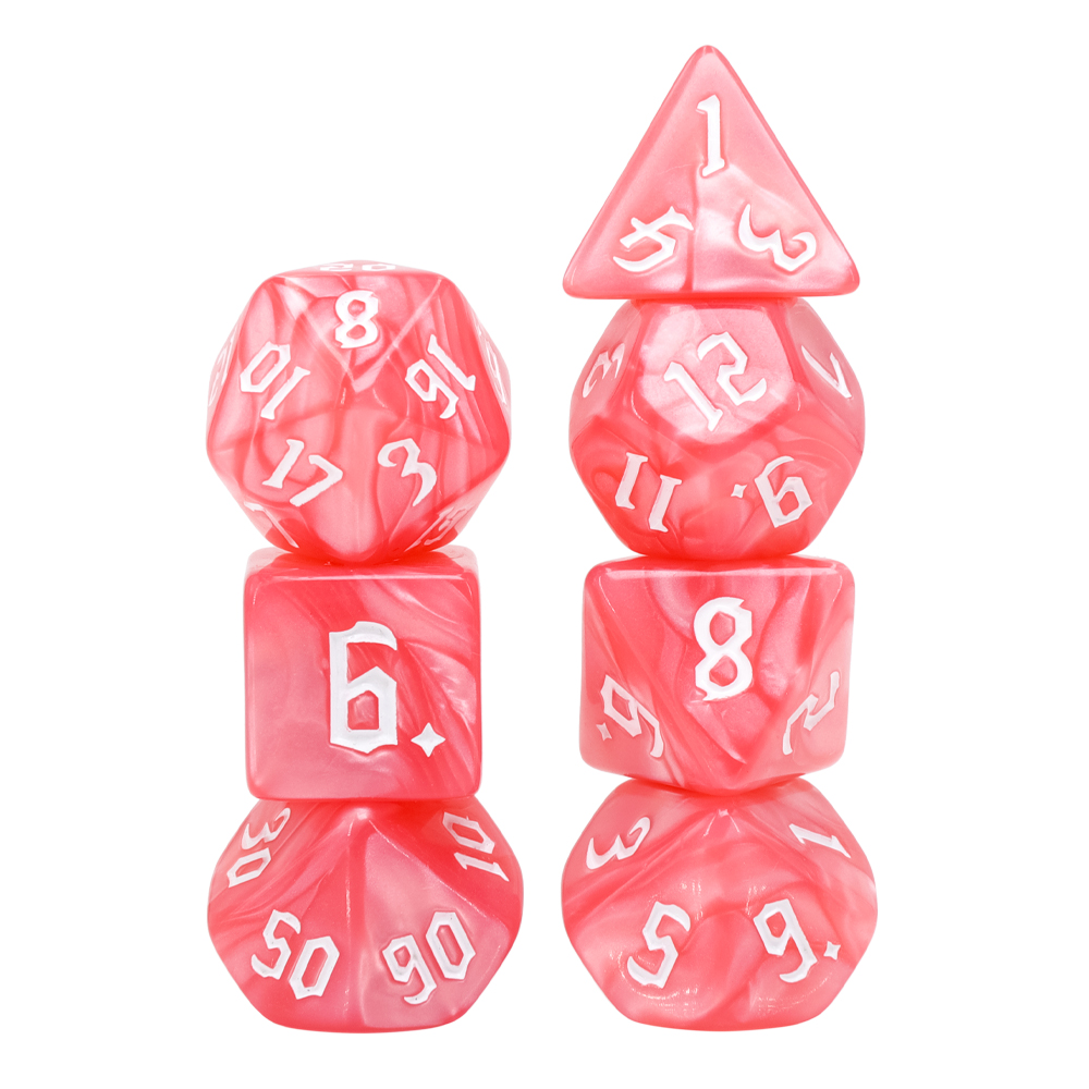 rose pink pearl Dice Set,Pearl Color Dice Set