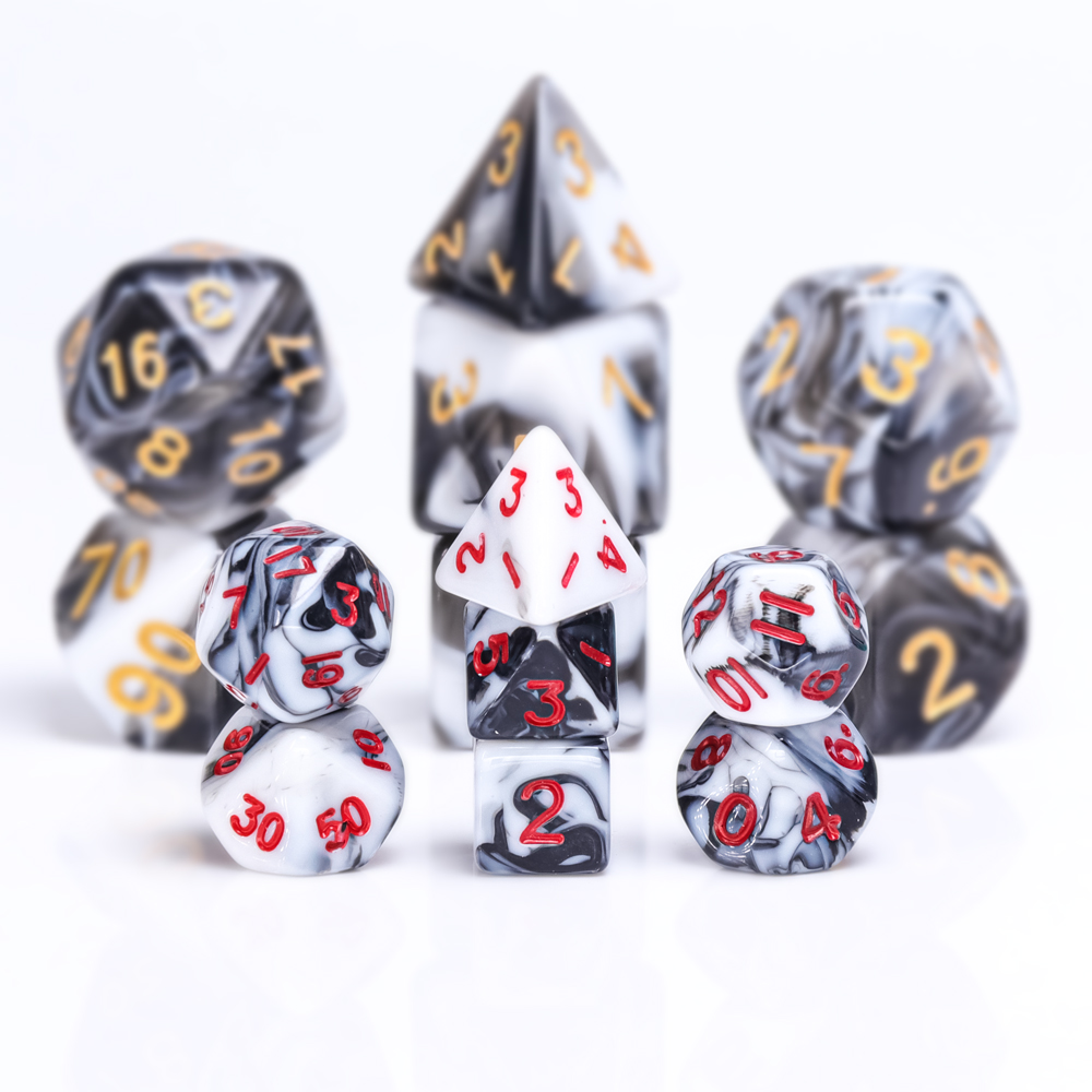 Mini Dice-Black/White Blend(Red font),Mini Dice
