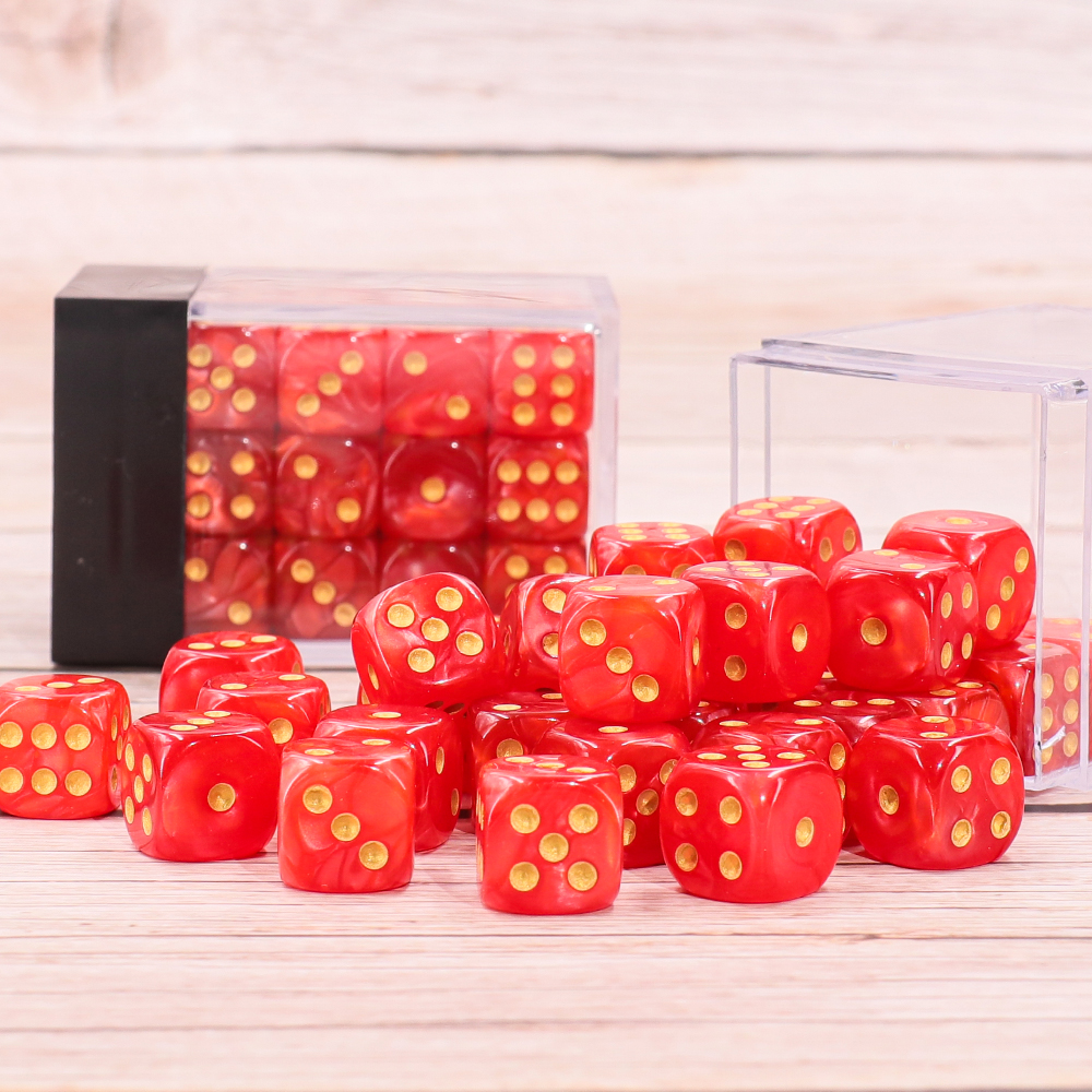 12mm D6 Red Pearl pips dice,12mm D6 Pips Dice