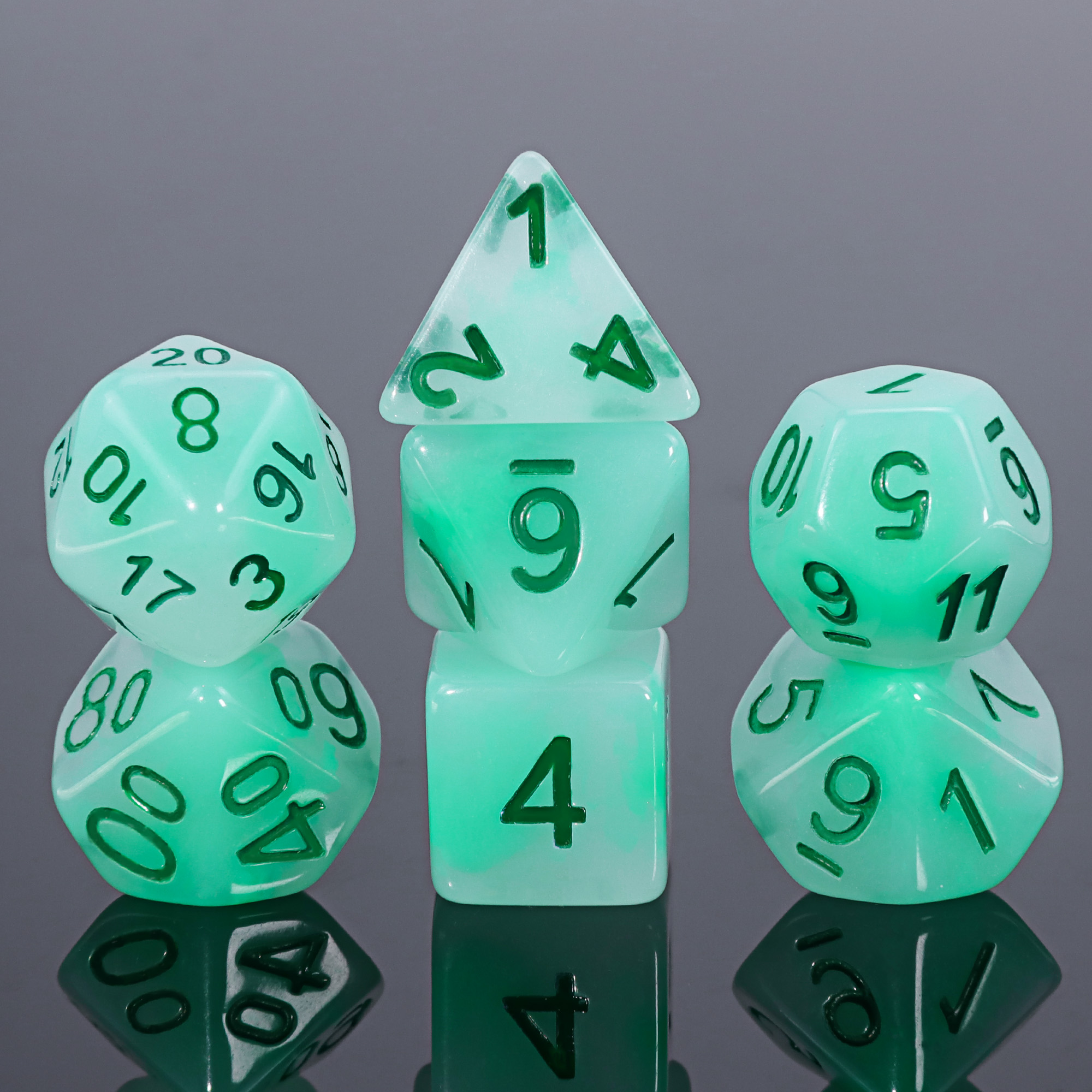 Green Jade Dice Set